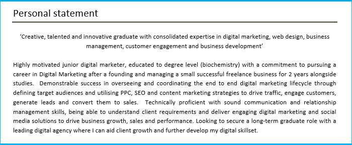 How to Write a Good Personal Statement for your CV - CV Writings